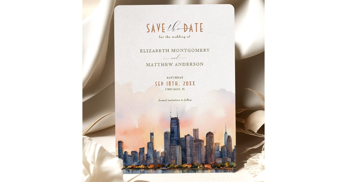 Chic Chicago, Illinois Save-the-Date Invitation | Zazzle