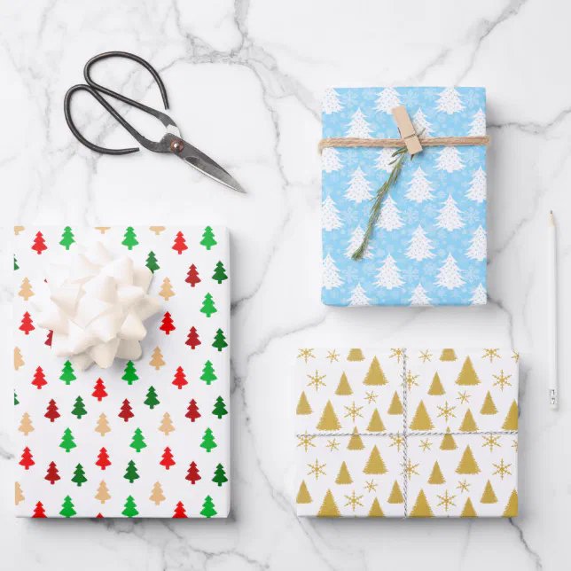 Chic Christmas Tree Pattern Wrapping Paper Sheets | Zazzle