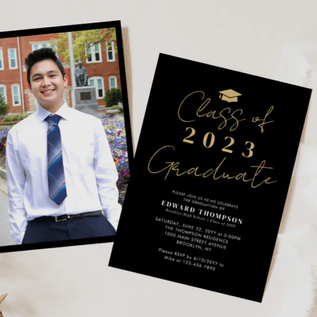 Chic Class of 2023 Photo Graduate Graduation Party Invitation | Zazzle