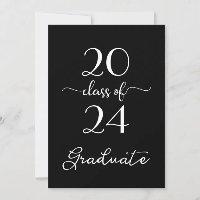 Chic Class Of 2024 Black White Graduation Party Invitation | Zazzle