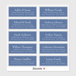 Chic Classic Blue Wedding Guest Address Labels | Zazzle