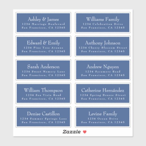 Chic Classic Blue Wedding Guest Address Labels | Zazzle