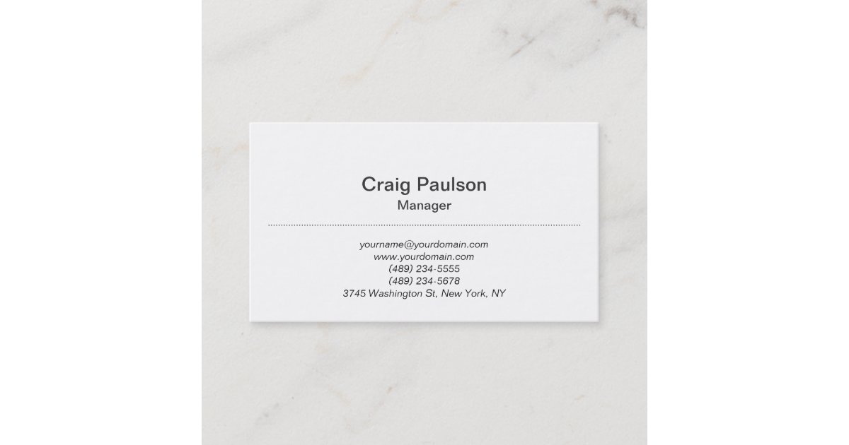 Chic Classical Black White Manager Business Card | Zazzle