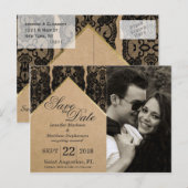 Chic & Classy Black Lace, Gold, & Recycled Paper Announcement Postcard ...