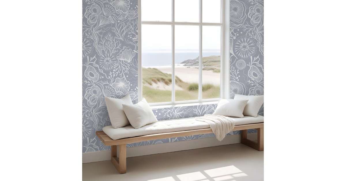 Chic Coastal Under the Sea Periwinkle Coral Reef Wallpaper | Zazzle