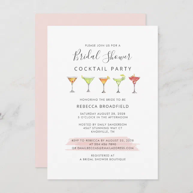 Chic Cocktail Party Script Bridal Shower Invitation | Zazzle