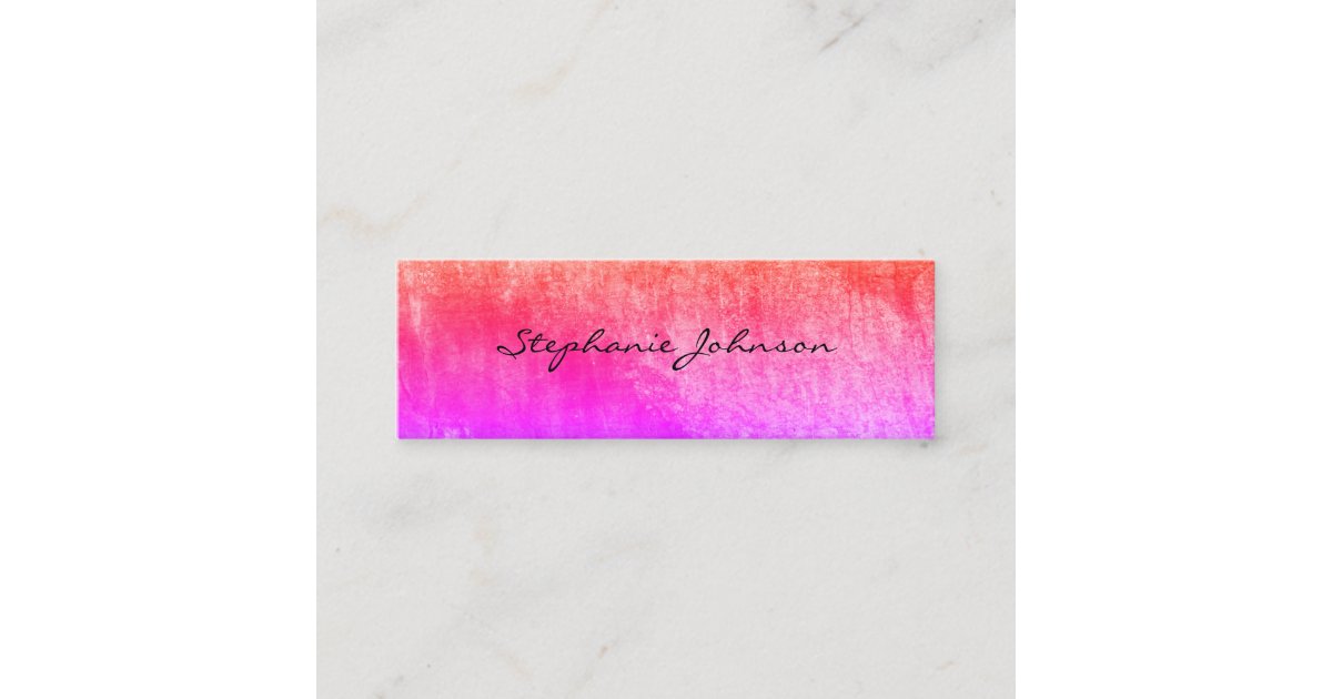 Chic Colorful Grunge Cursive Text Mini Business Card | Zazzle