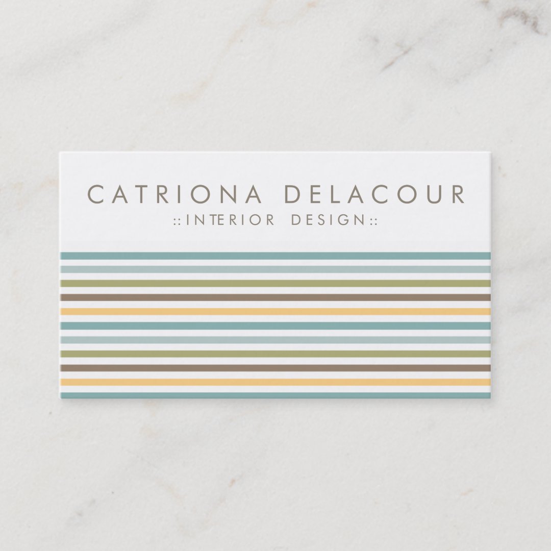 Chic Colorful Retro Stripes Pattern Business Card | Zazzle