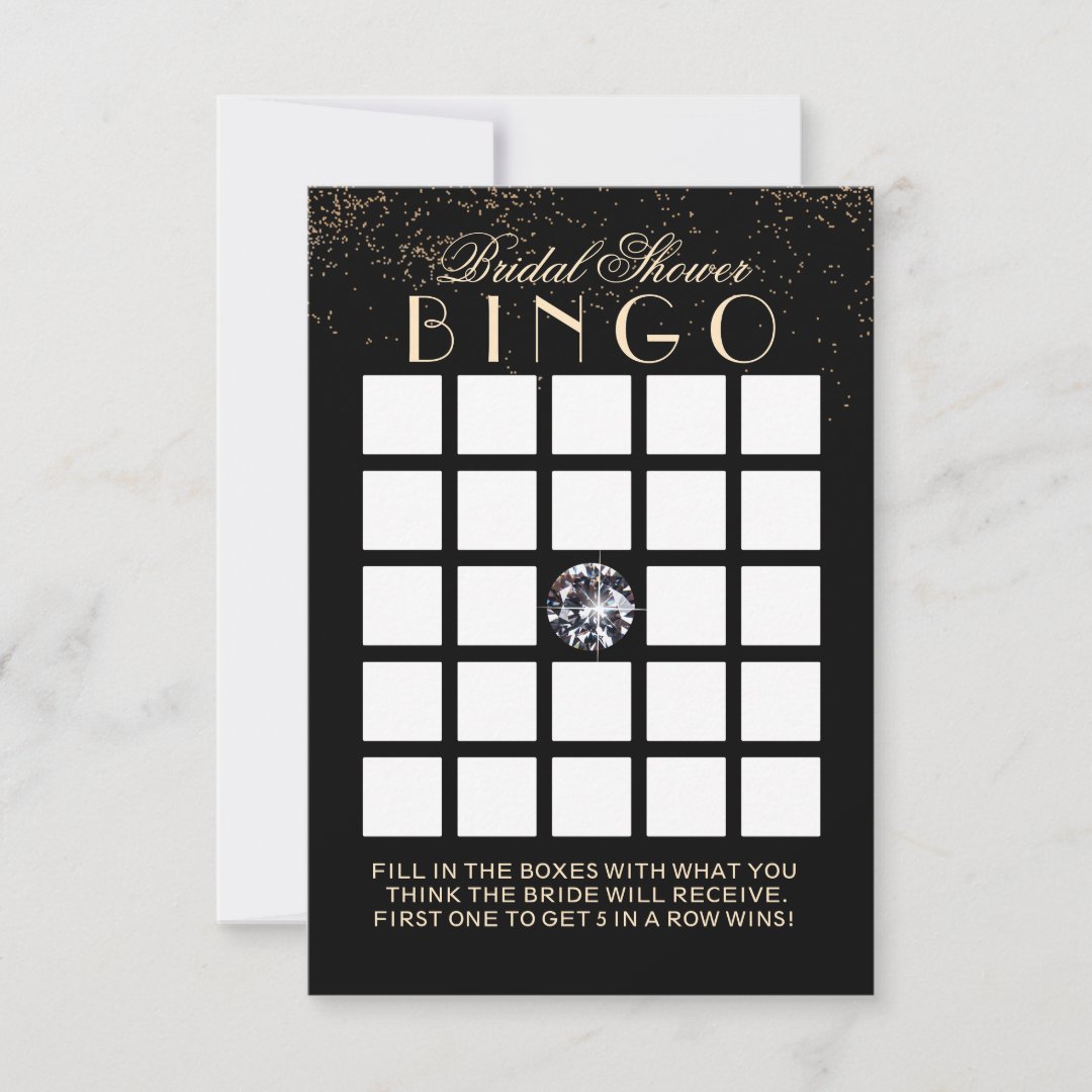 Chic Confetti Diamond Bridal Shower Bingo Cards | Zazzle