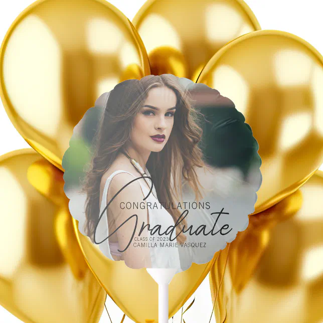 Chic Congratulations Graduate Photo Party Balloon | Zazzle