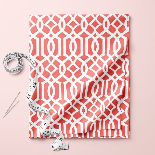 Chic Dark Green and White Trellis Lattice Pattern Fabric | Zazzle