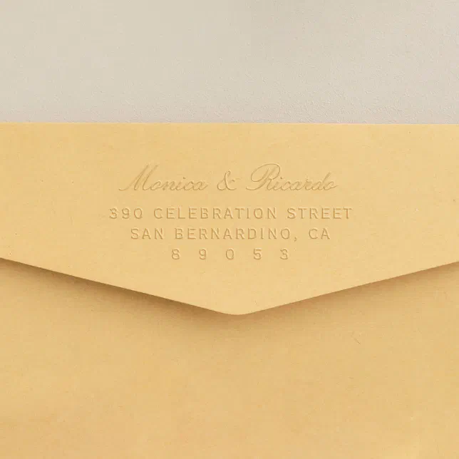 Chic Couple Calligraphy Wedding Return Address Embosser | Zazzle