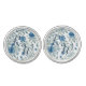 Chic Cufflinks With Blue And Sage Green Floral Art | Zazzle