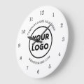 Chic Custom Business Logo and Text on White Large Clock | Zazzle