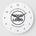 Chic Custom Business Logo and Text on White Large Clock | Zazzle