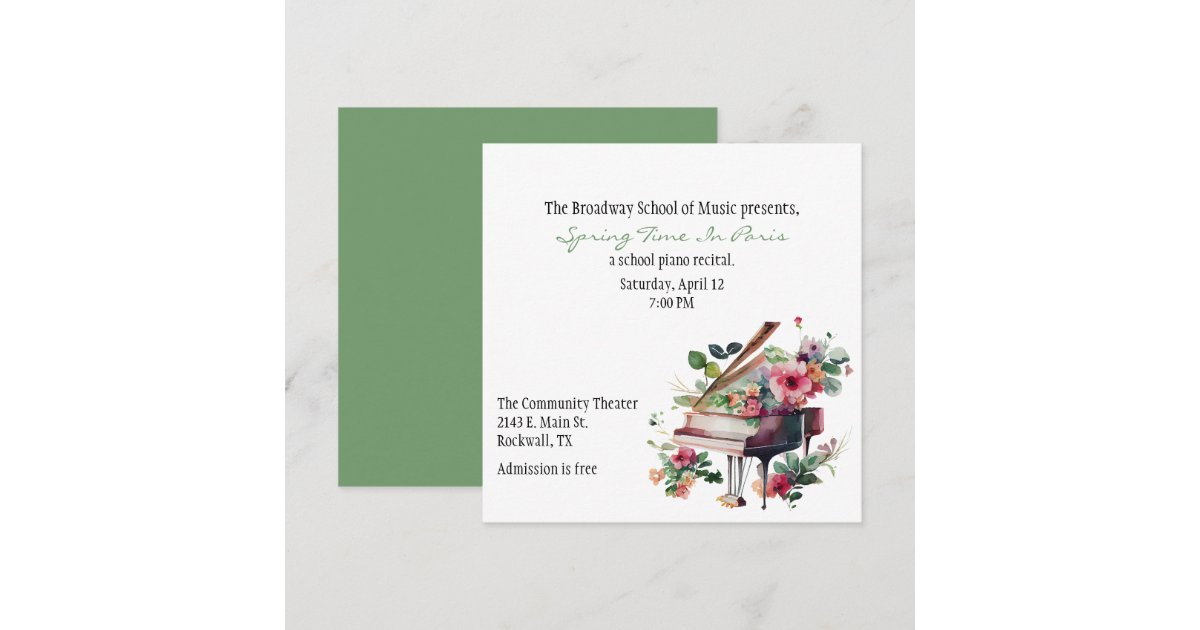 Chic Custom Piano Recital Invitation | Zazzle