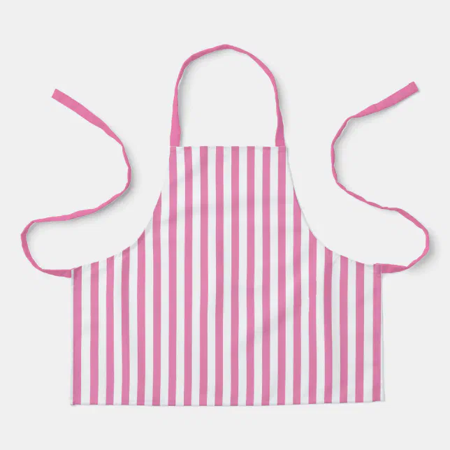 Chic Cute Pink and White Vertical Stripes Apron | Zazzle