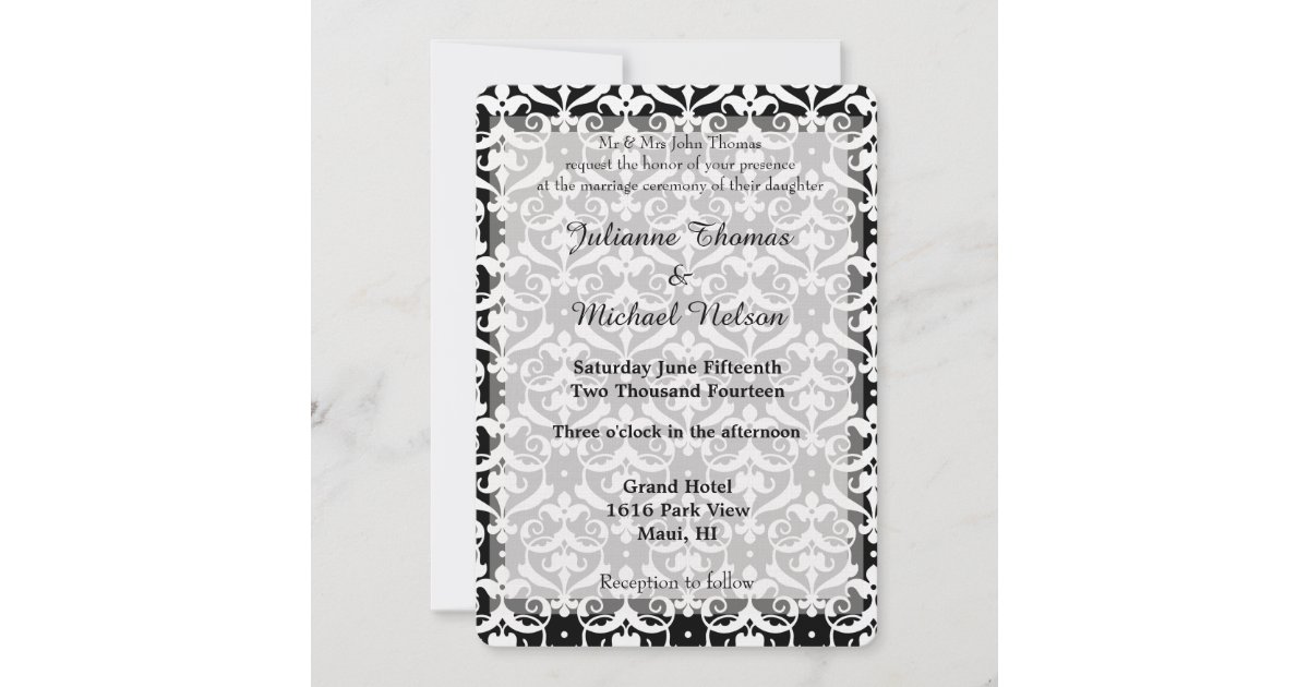 Chic Damask Wedding Invitation | Zazzle