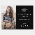 Chic Dark Black Cap Grad Photo Graduation Yard Sign | Zazzle