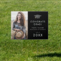 Chic Dark Black Cap Grad Photo Graduation Yard Sign | Zazzle
