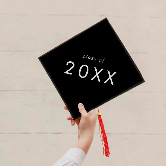 Chic Dark Black Class Year Graduation Cap Topper | Zazzle