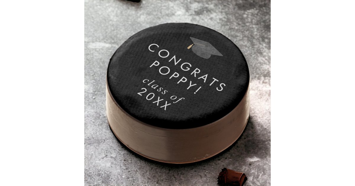 Chic Dark Black Congrats Grad Cap Name Graduation Chocolate Covered ...