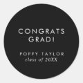 Chic Dark Black Congrats Grad Graduation Sticker | Zazzle