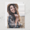 Chic Dark Black Grad Cap Photo Graduation Party Invitation | Zazzle