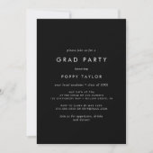 Chic Dark Black Grad Party Invitation | Zazzle