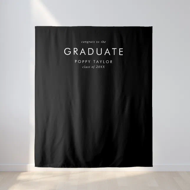 Chic Dark Black Graduate Graduation Photo Backdrop | Zazzle
