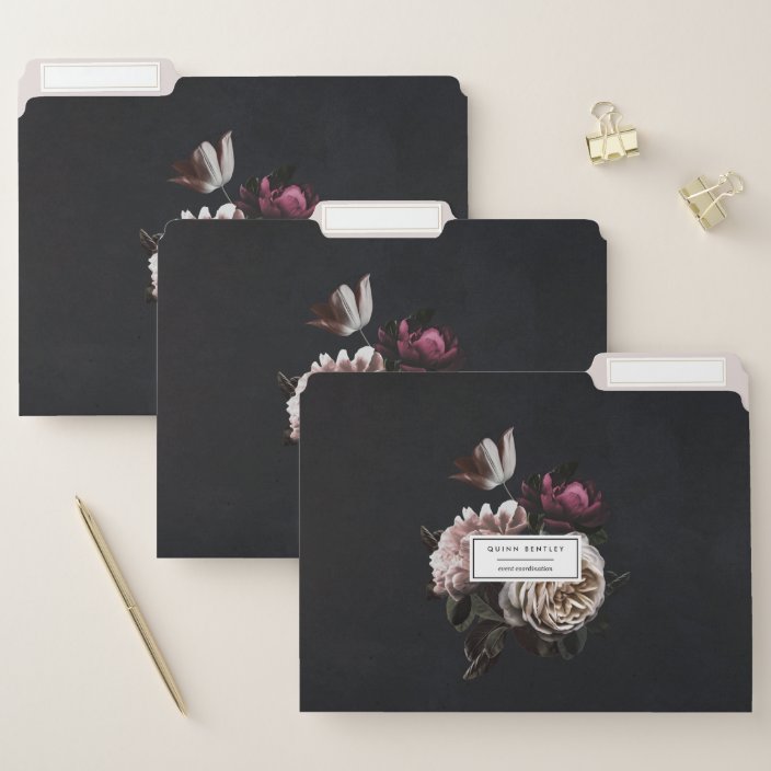 Chic Dark Floral Bouquet File Folder | Zazzle.com