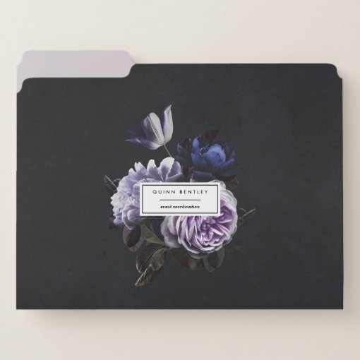 Chic Dark Violet Floral Bouquet File Folder | Zazzle