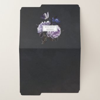 Chic Dark Violet Floral Bouquet File Folder | Zazzle