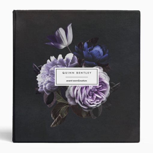 Chic Dark Violet Floral Bouquet Personalized 3 Ring Binder | Zazzle