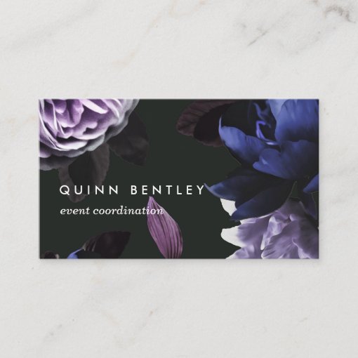 Chic Dark Violet Floral Business Card | Zazzle