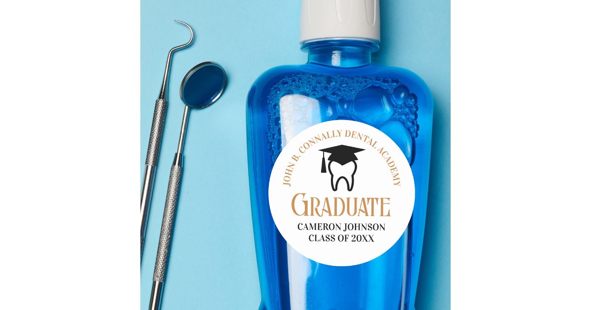 Chic Dental School Custom Dentist Graduation Party Classic Round ...
