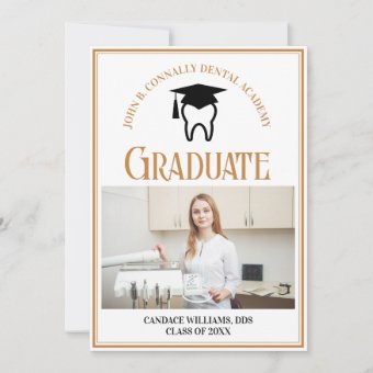 Chic Dental School Photo Custom Graduation Announcement | Zazzle