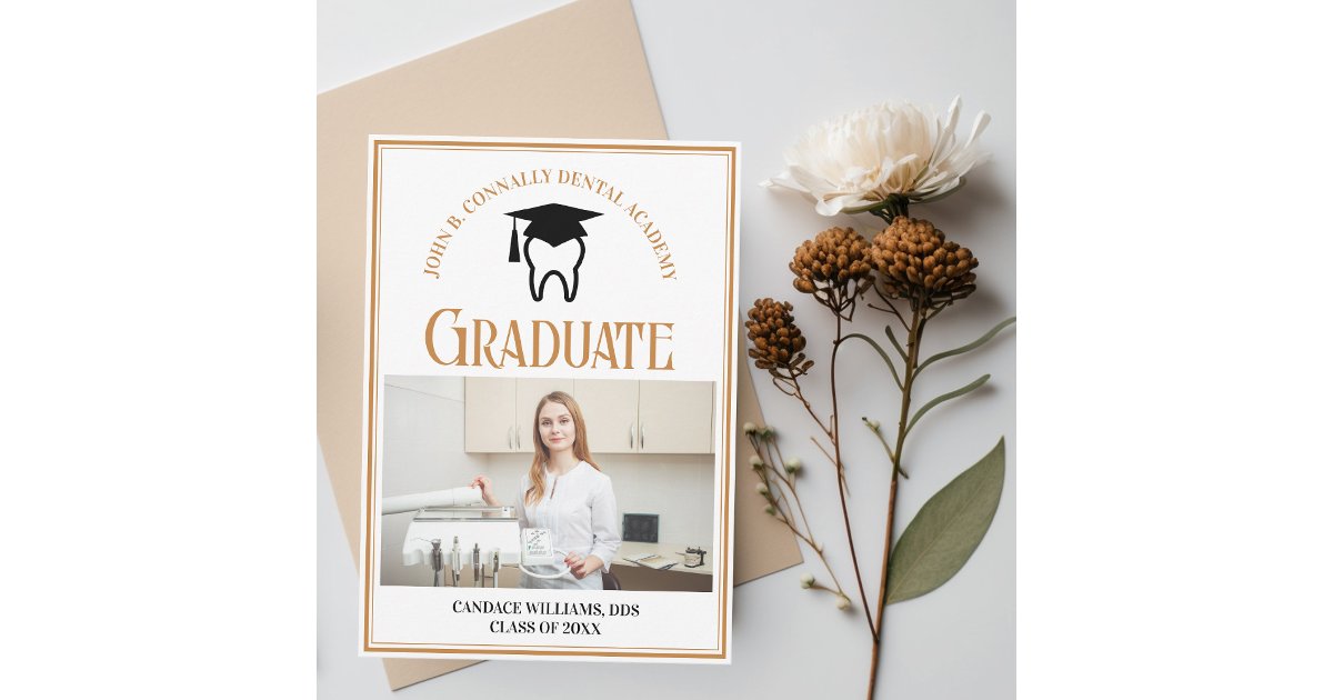Chic Dental School Photo Custom Graduation Announcement | Zazzle