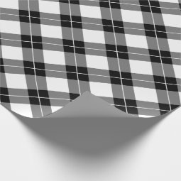 Chic Diagonal Black and White Plaid Pattern Wrapping Paper | Zazzle