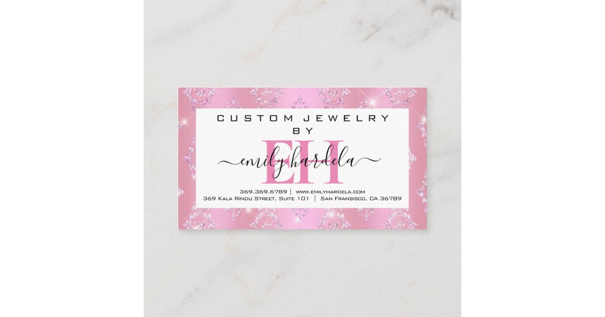 Chic Diamond Custom Jewelry Business Card | Zazzle