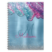 Chic dusty blue purple drips dripping monogram notebook | Zazzle