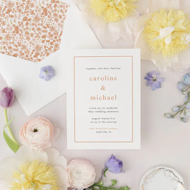 Chic Dusty Pink Ditzy Floral Wedding Invitation | Zazzle