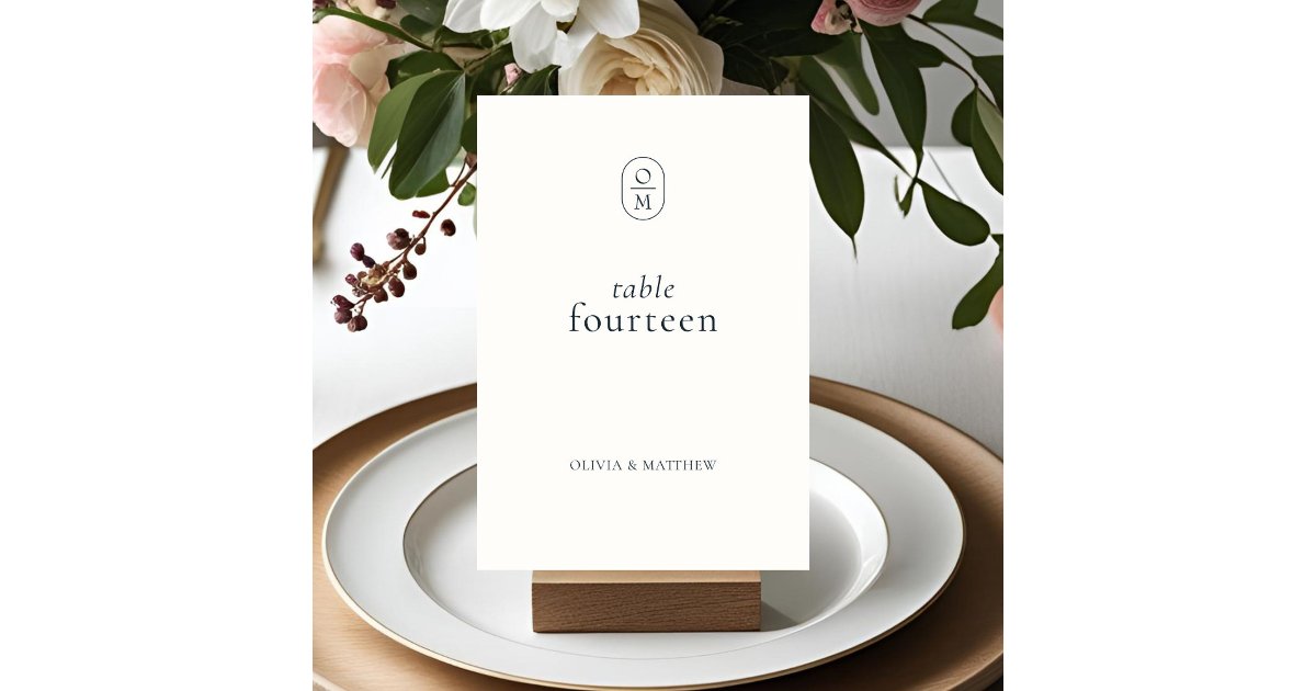 Chic Ebony and Ivory Monogram Table Number | Zazzle