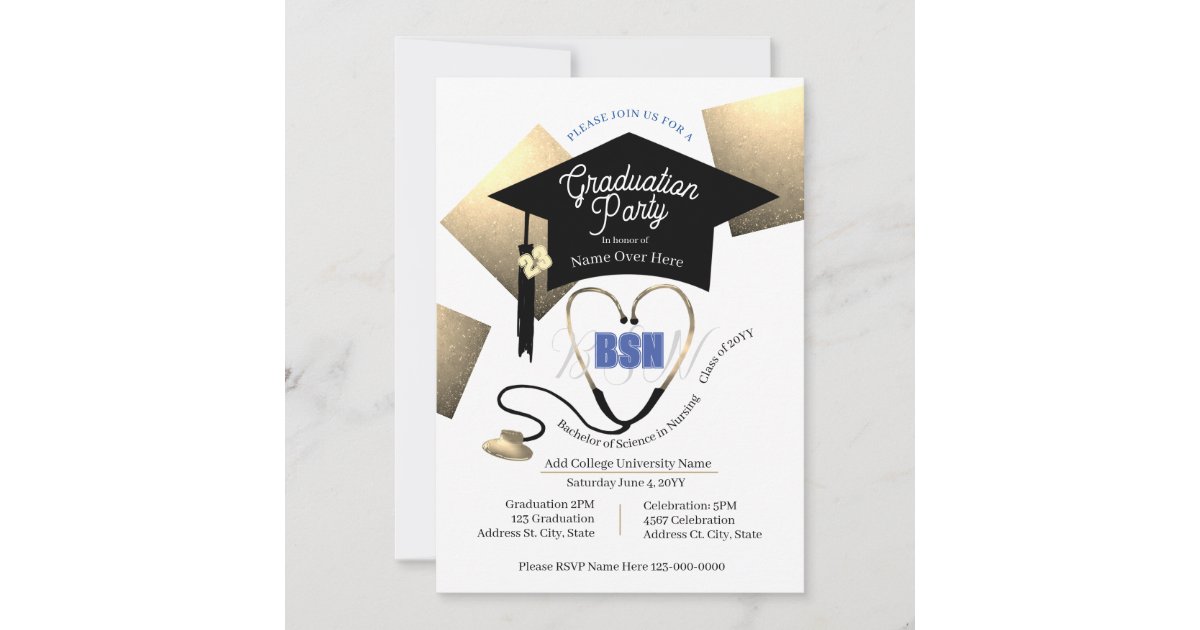 Chic Editable Nurse Graduation Party Invitation | Zazzle