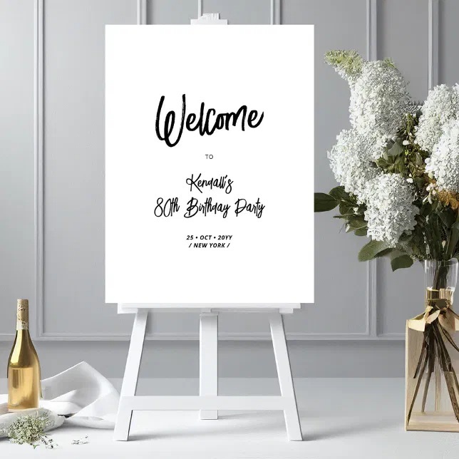 Chic Eighty 80th Birthday Party Welcome Sign | Zazzle