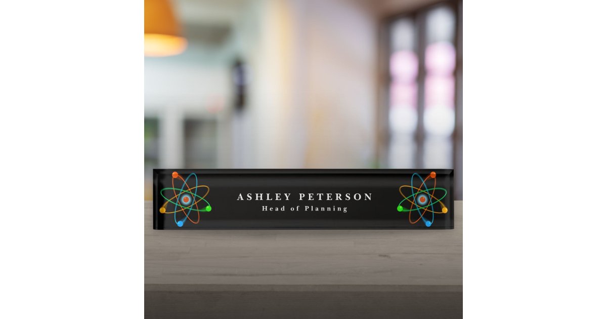 Chic Elegant Atomic Structure Science Desk Name Plate | Zazzle