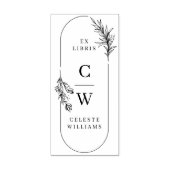 Chic Elegant Botanical Ex Libris Initials Name Rubber Stamp | Zazzle