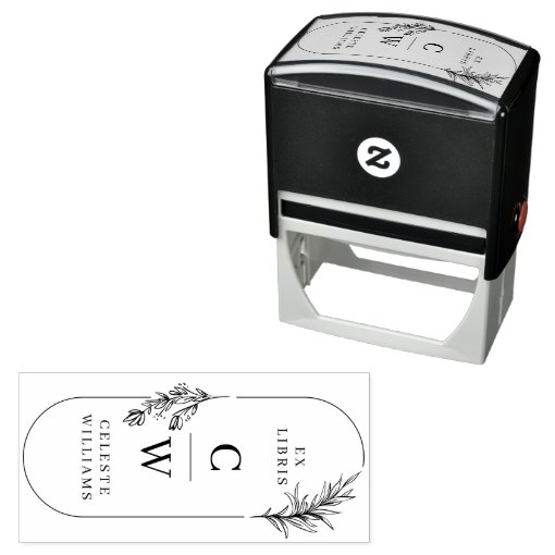Chic Elegant Botanical Ex Libris Initials Name Self-inking Stamp | Zazzle
