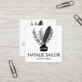 Chic Elegant Botanical Quill Logo Notary Public Square Business Card ...