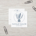 Chic Elegant Botanical Quill Logo Notary Public Square Business Card ...